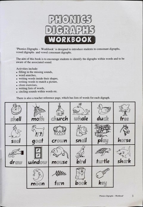 Novel Educational Phonics Digraphs Workbook – Books and You