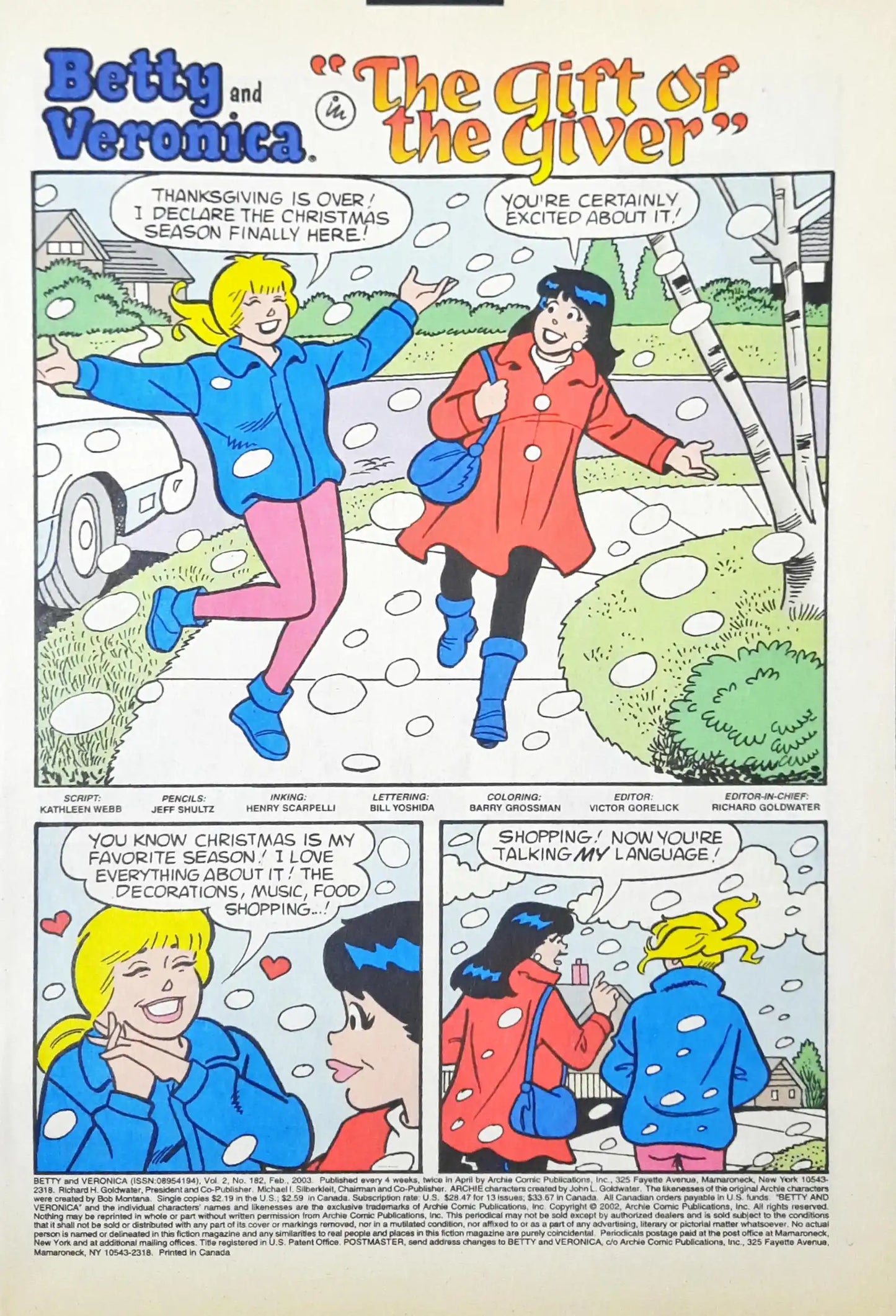 Betty and Veronica : Archie Comics 60th Anniversary No. 182 – Books and You