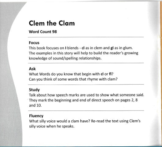 Funny Photo Phonics Clem the Clam – Books and You