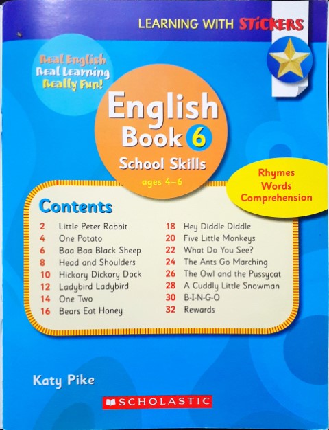 Learning With Stickers: English Book 6 School Skills – Books and You