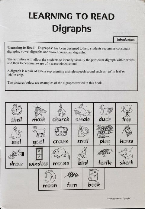 Novel Educational Learning to Read Digraphs – Books and You
