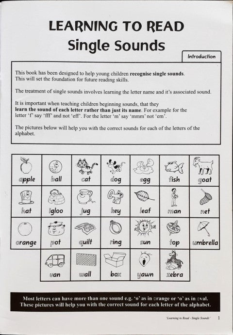 Novel Educational Learning to Read Single Sounds – Books and You