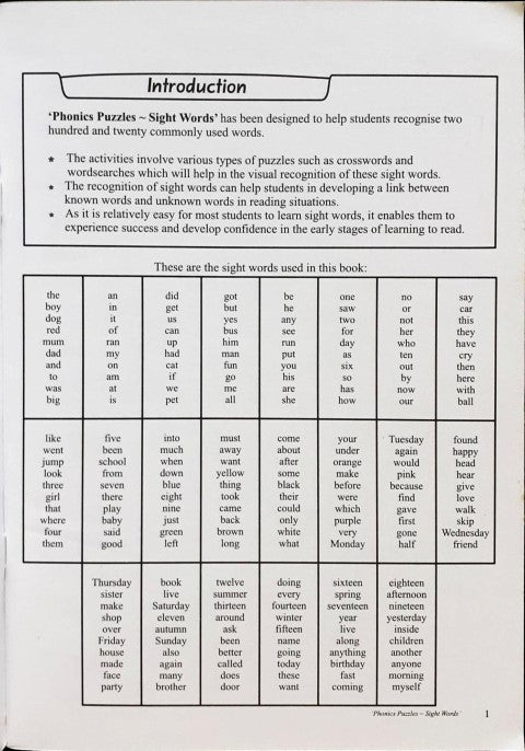 Novel Educational Phonics Puzzles Sight Words – Books and You