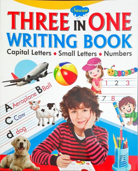 Three In One Writing Book - Capital Letters, Small Letters & Numbers ...