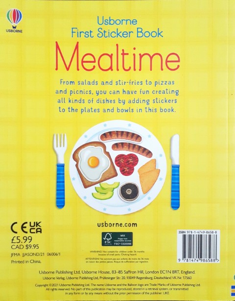 Usborne First Sticker Book Mealtime With Over 300 Stickers – Books and You